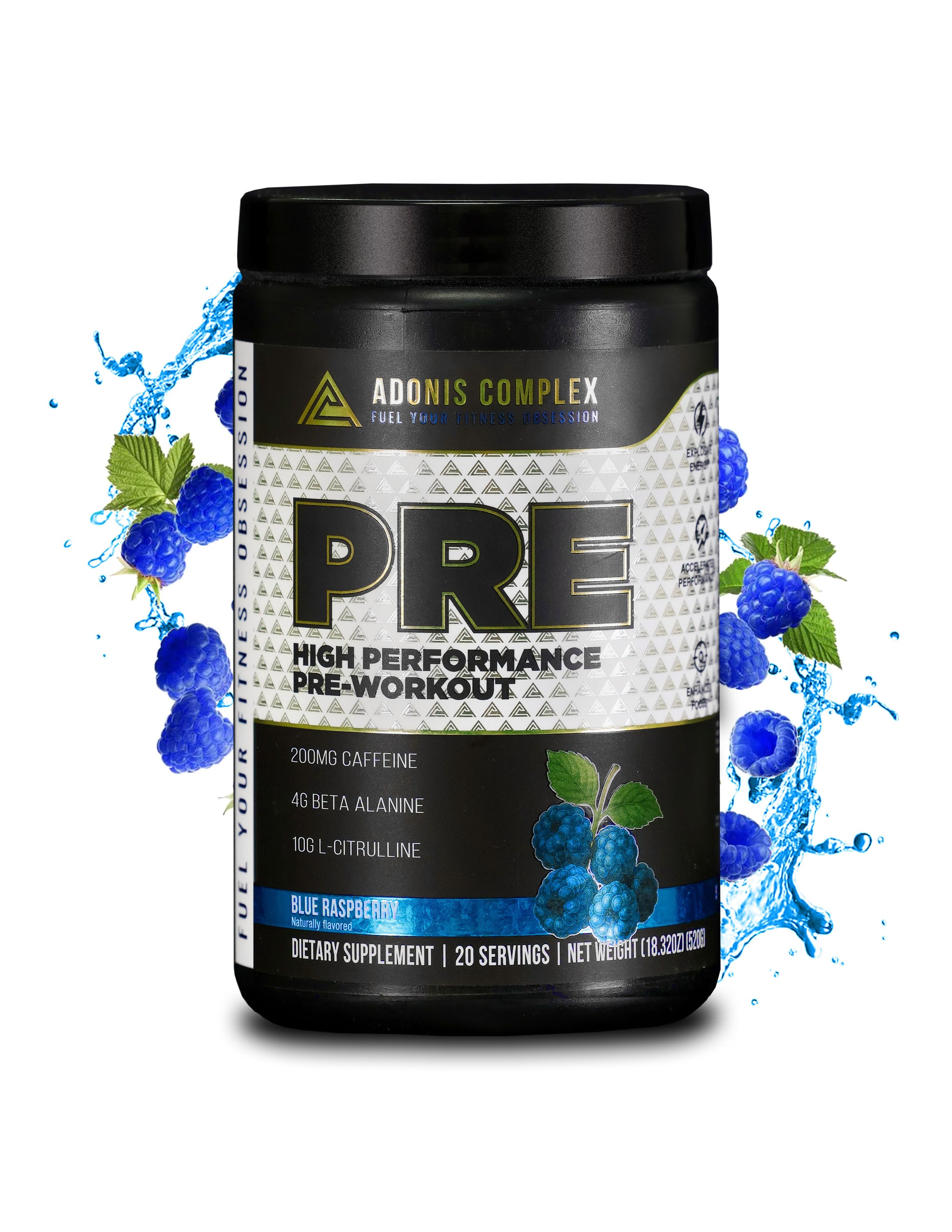 Pre-Workout - Blue Raspberry - 20 Servings – Adonis Complex